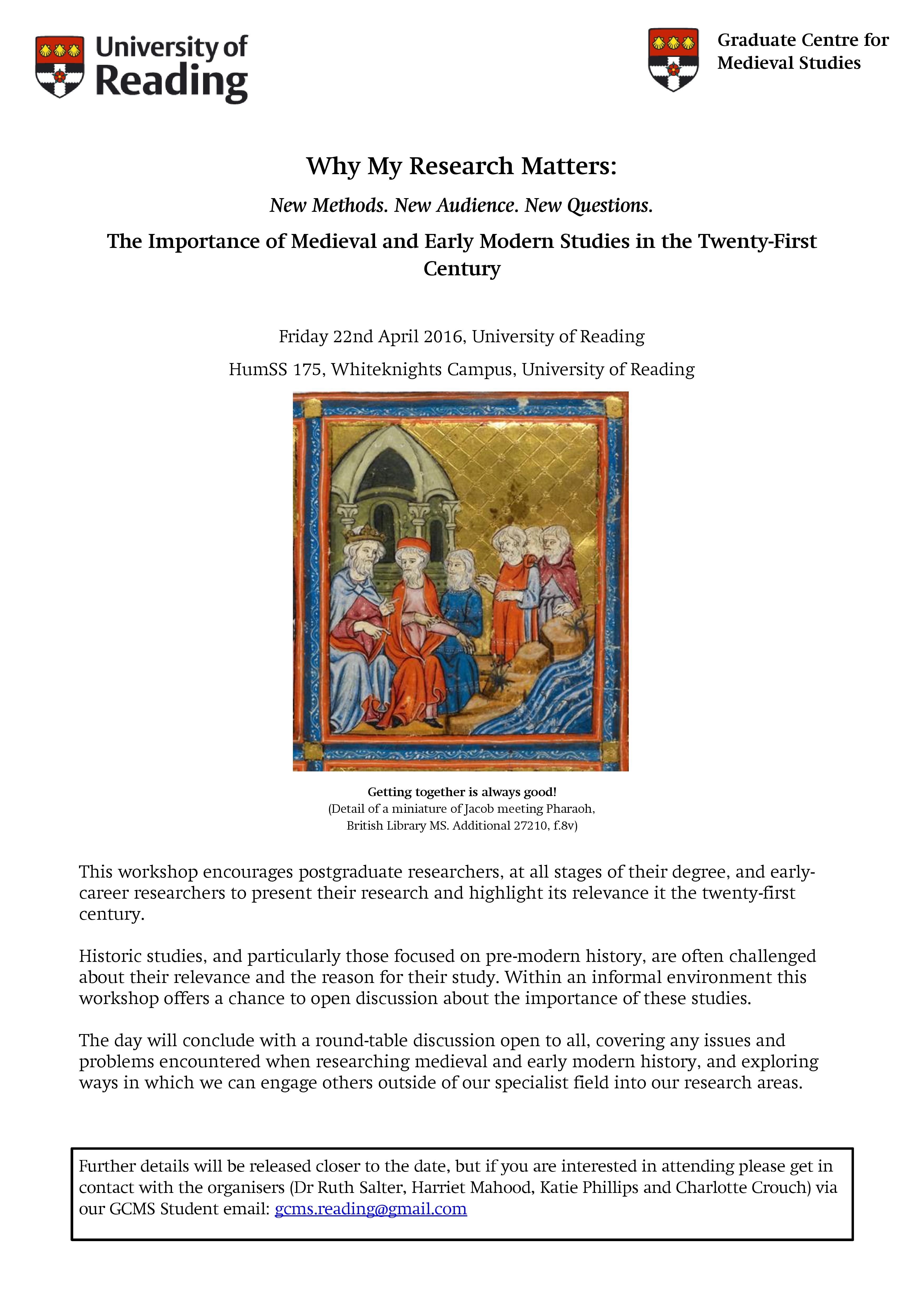 Why My Research Matters – A GCMS Workshop – READING HISTORY